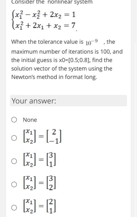 Solved Consider the nonlinear system | Chegg.com
