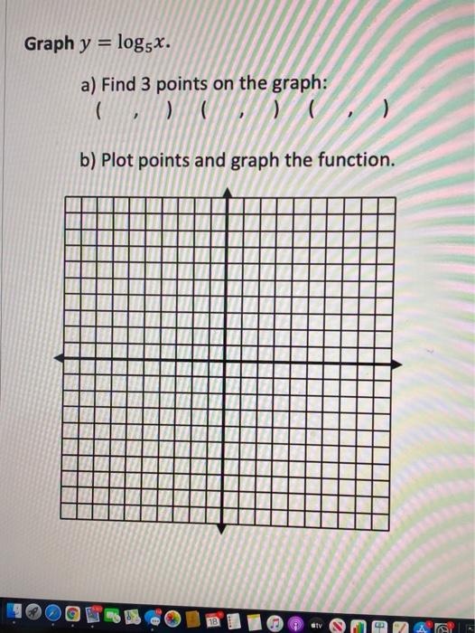 Solved Graph y = log5x. a) Find 3 points on the graph: () ) | Chegg.com