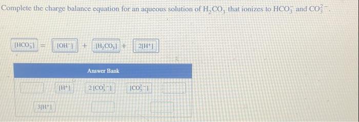 Solved Complete the charge balance equation for an aqueous | Chegg.com