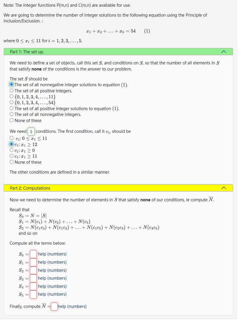 Note: The integer functions P(m,n) ﻿and C(m,n) ﻿are | Chegg.com