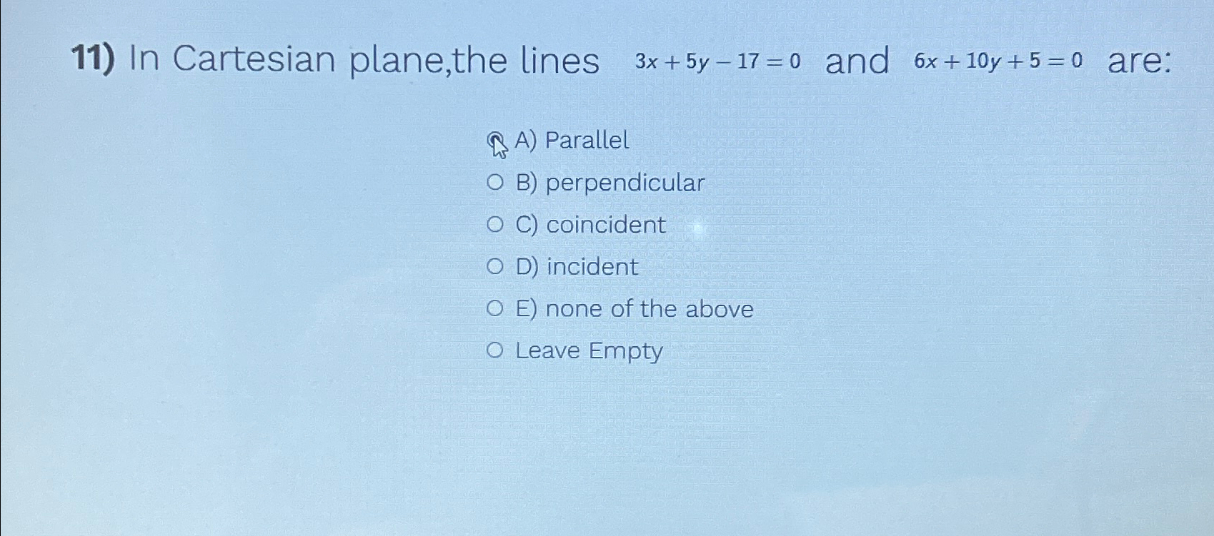 Solved In Cartesian plane,the lines 3x+5y-17=0 ﻿and | Chegg.com