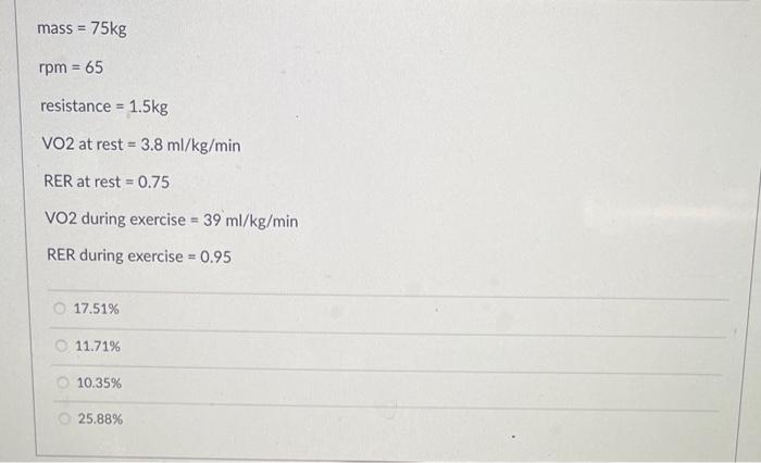 Solved Calculate net efficiency during exercise of this | Chegg.com