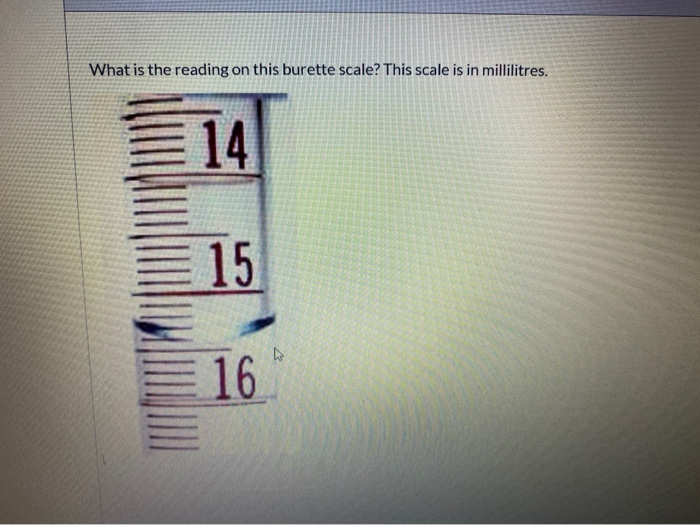 Solved What is the reading on this burette scale? This scale | Chegg.com