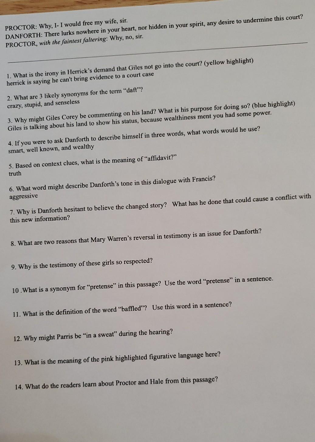 The Crucible Act III Close Reading GILES: Hands off, | Chegg.com