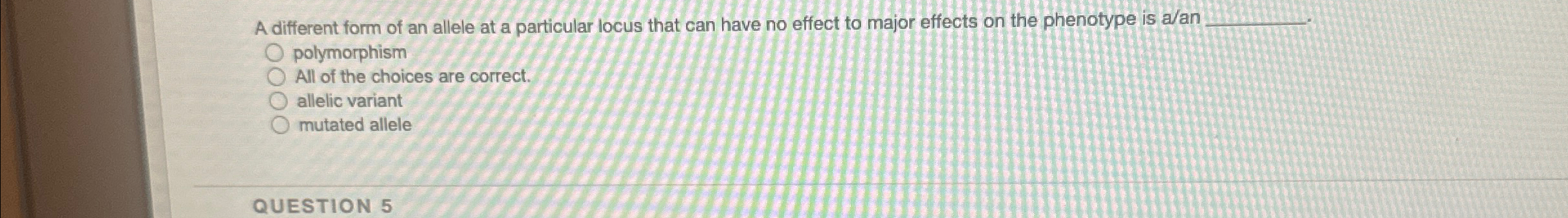 Solved A different form of an allele at a particular locus | Chegg.com