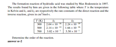 Solved The formation reaction of hydriodic acid was studied | Chegg.com