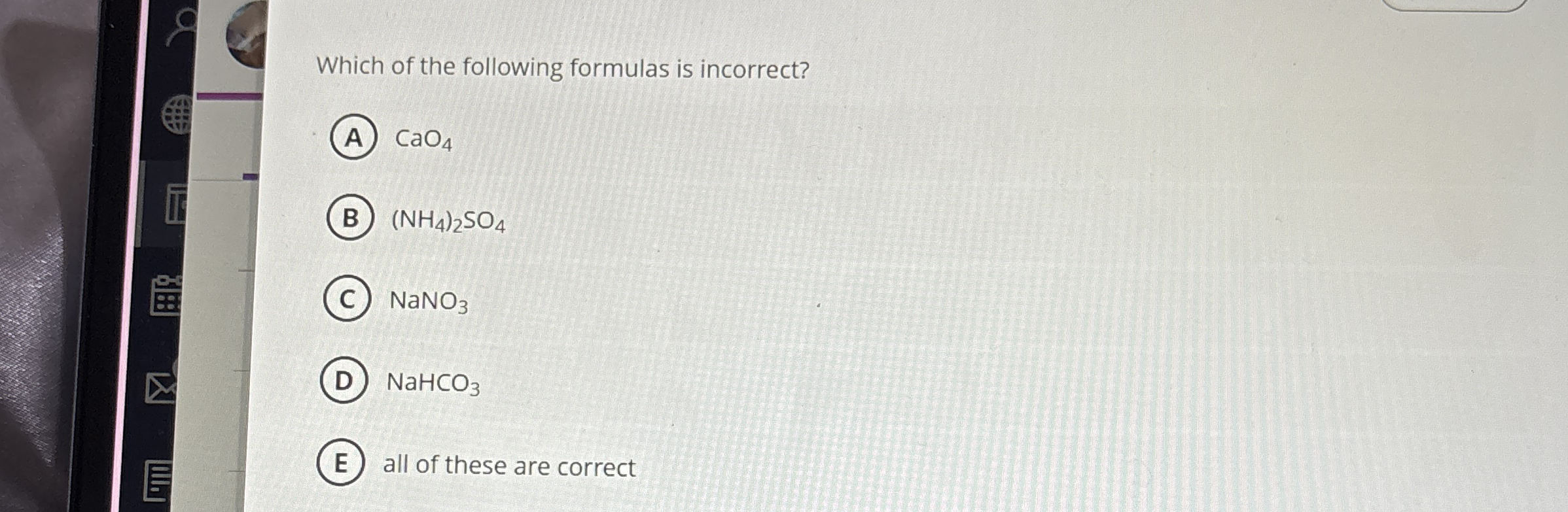 Solved Which of the following formulas is | Chegg.com