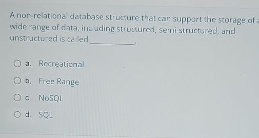 Solved A Non Relational Database Structure That Can Support