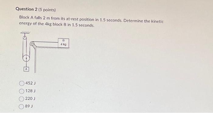 Solved Question 2 (5 points) Block A falls 2 m from its | Chegg.com