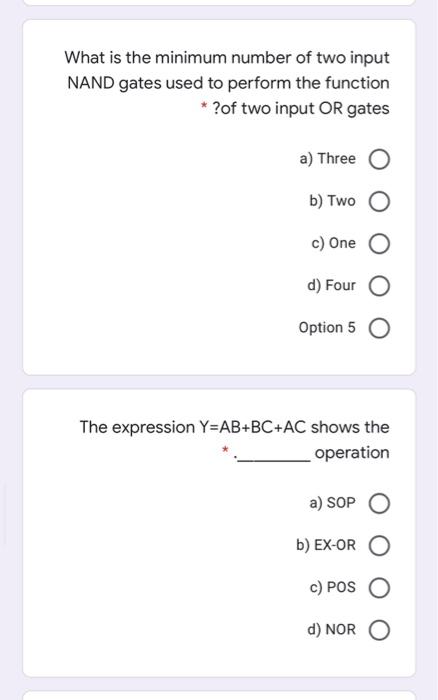 Solved What is the minimum number of two input NAND gates | Chegg.com