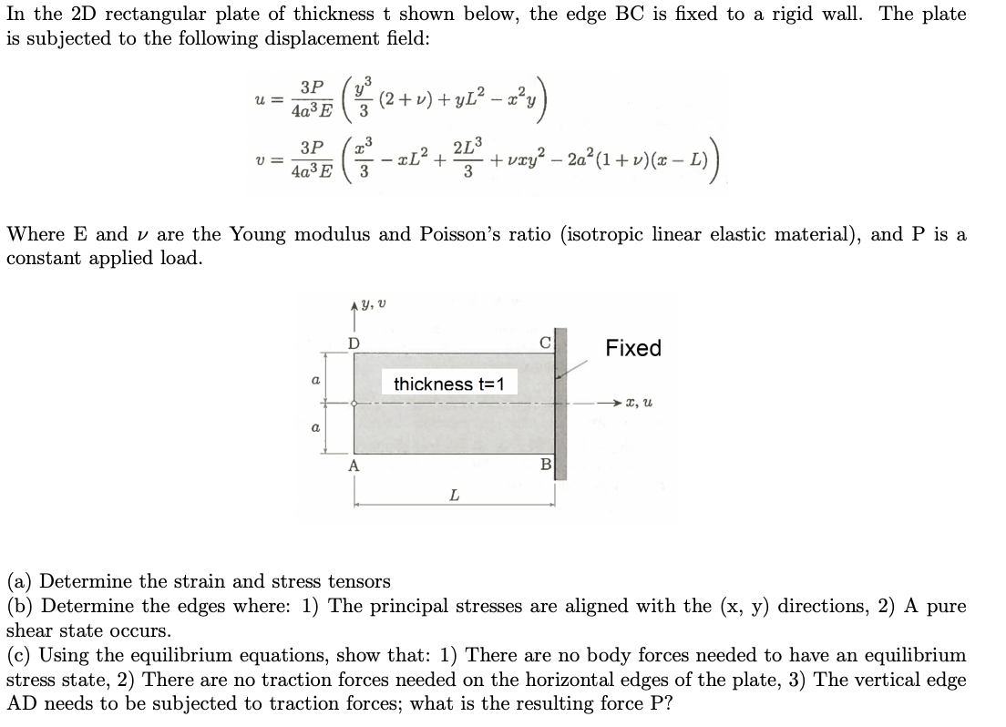 Solved Where E and \( ﻿u \) ﻿are the Young modulus and | Chegg.com