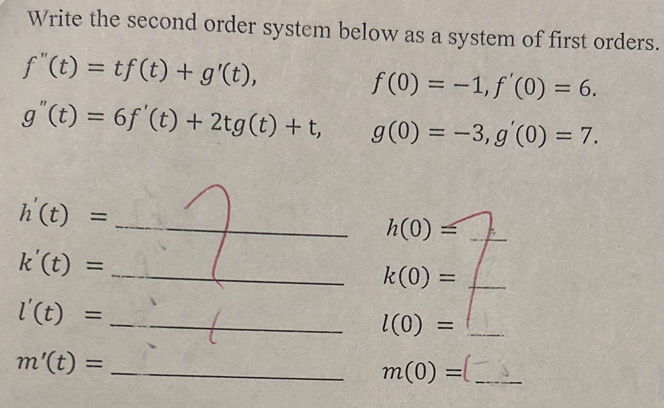 Solved Write the second order system below as a system of | Chegg.com