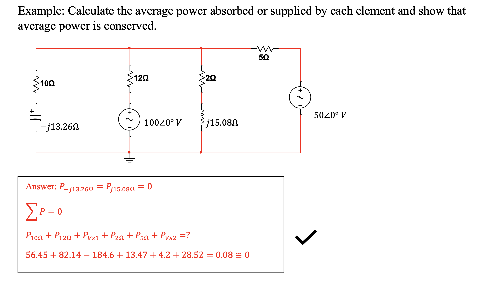 Solved Example: Calculate the average power absorbed or | Chegg.com