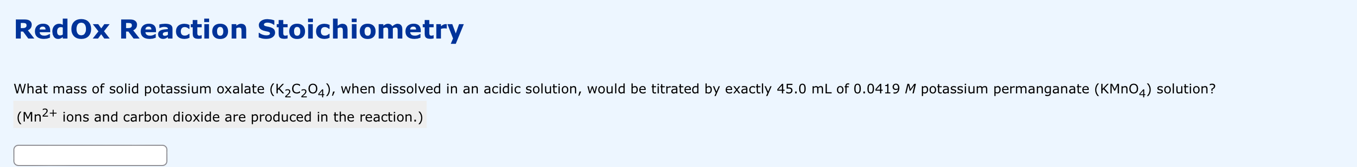 Solved RedOx Reaction StoichiometryWhat mass of solid | Chegg.com