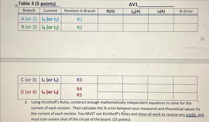 Solved 12 3. Using Kirchhoff's Rules, construct enough | Chegg.com