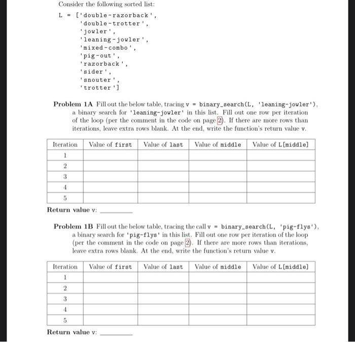 Solved Consider the following sorted list: L = | Chegg.com
