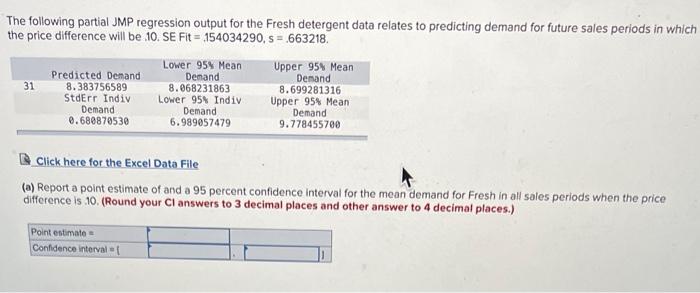 Solved The following partial JMP regression output for the | Chegg.com