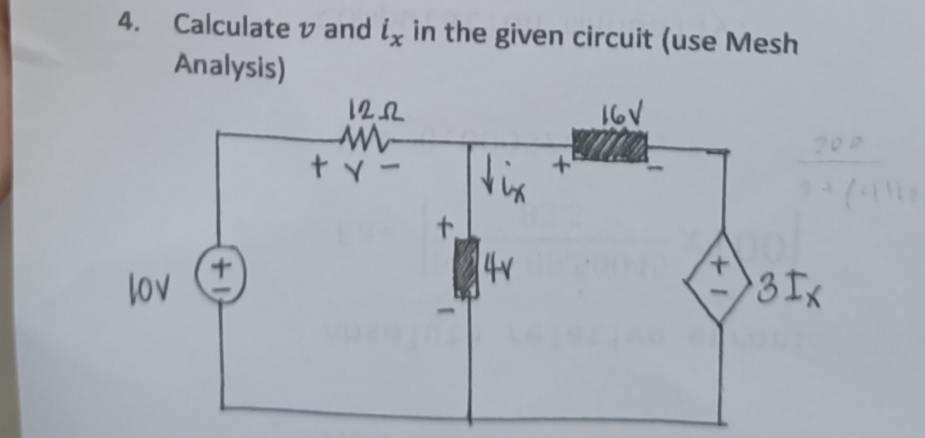 Solved Calculate v ﻿and ix ﻿in the given circuit (use Mesh | Chegg.com