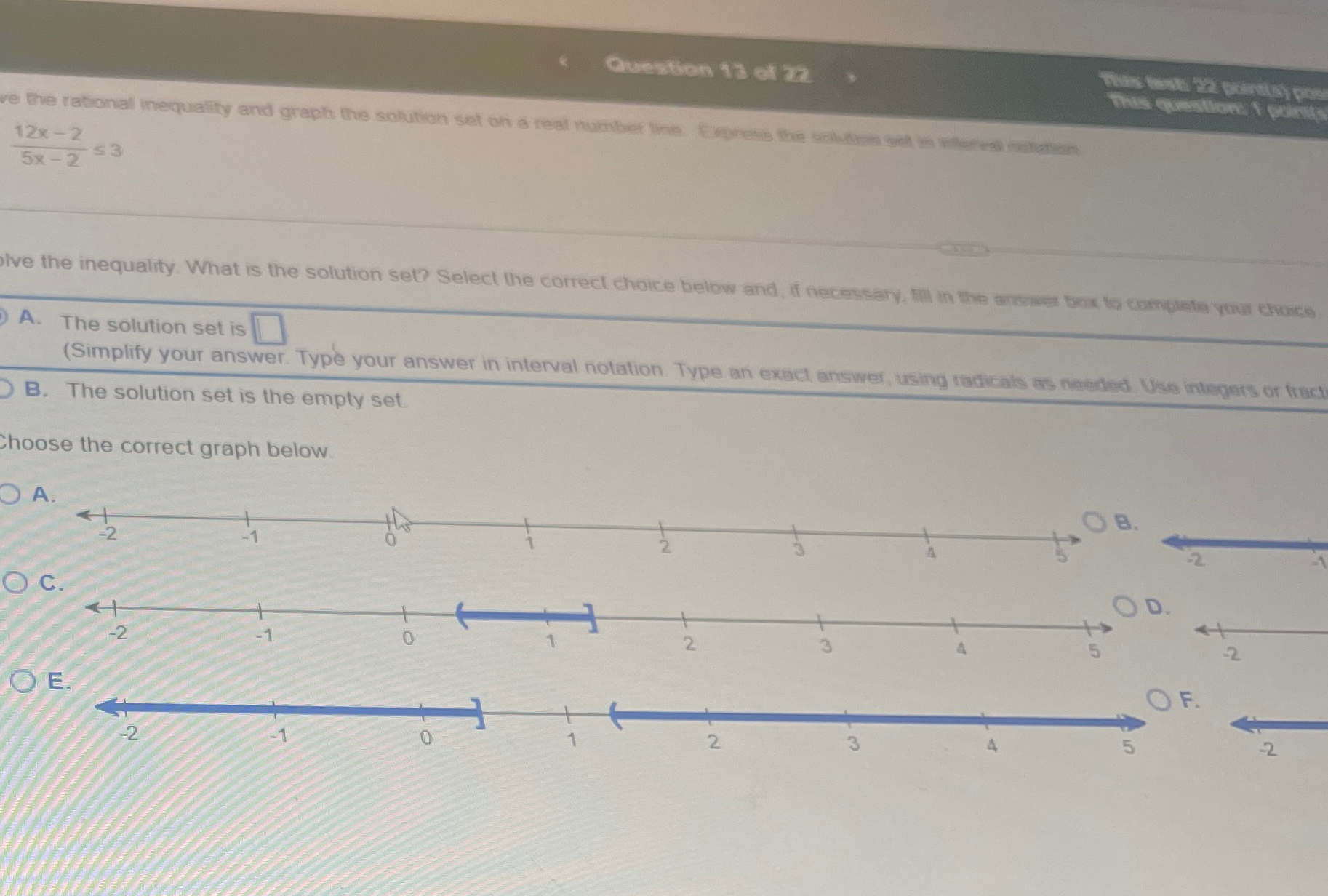 12x-25x-2≤3A. ﻿The solution set isB. ﻿The solution | Chegg.com