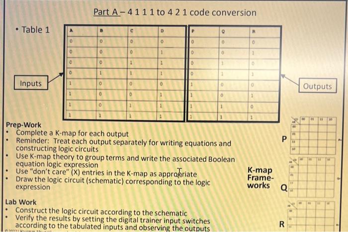 Solved Part A - 4111 to 421 code conversion - Table 1 Part | Chegg.com