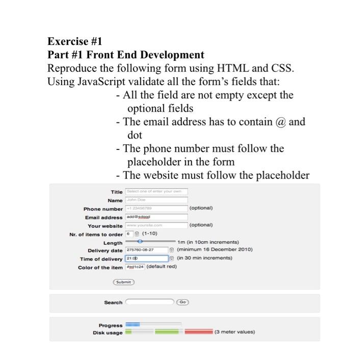 Solved Exercise #1 Part #1 Front End Development Reproduce | Chegg.com