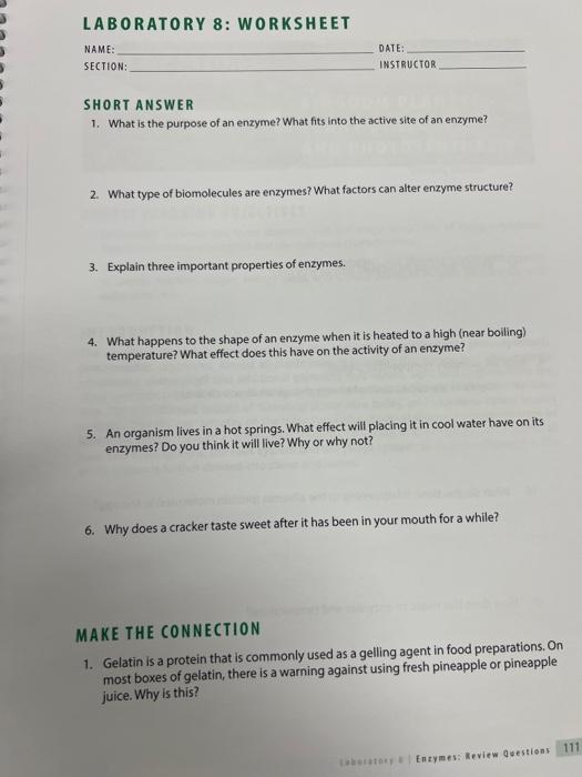 Solved LABORATORY 8: WORKSHEET NAME: DATE: SECTION: | Chegg.com