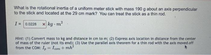 Solved What is the rotational inertia of a uniform meter | Chegg.com