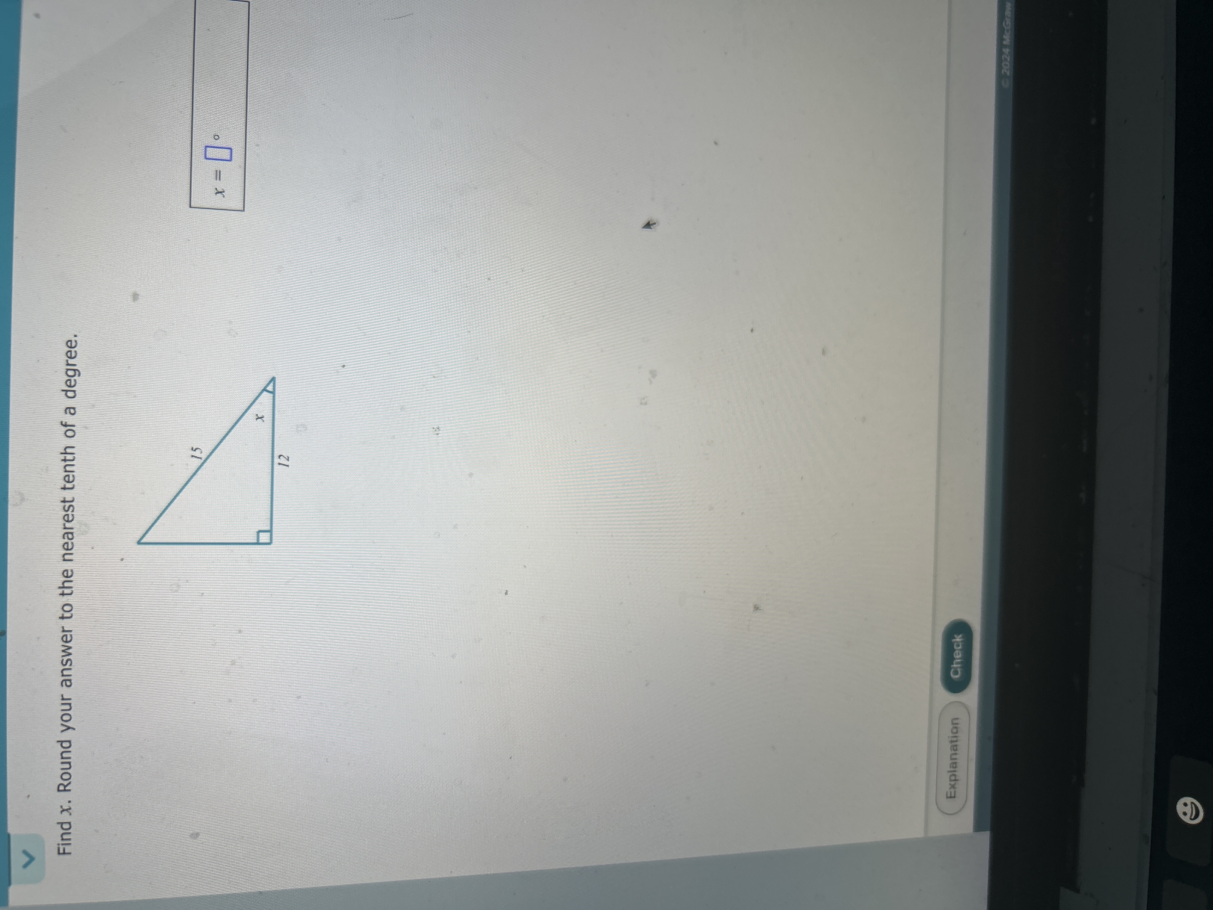 Solved Find x. ﻿Round your answer to the nearest tenth of a | Chegg.com
