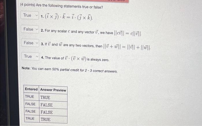 Solved (4 points) Are the following statements true or | Chegg.com