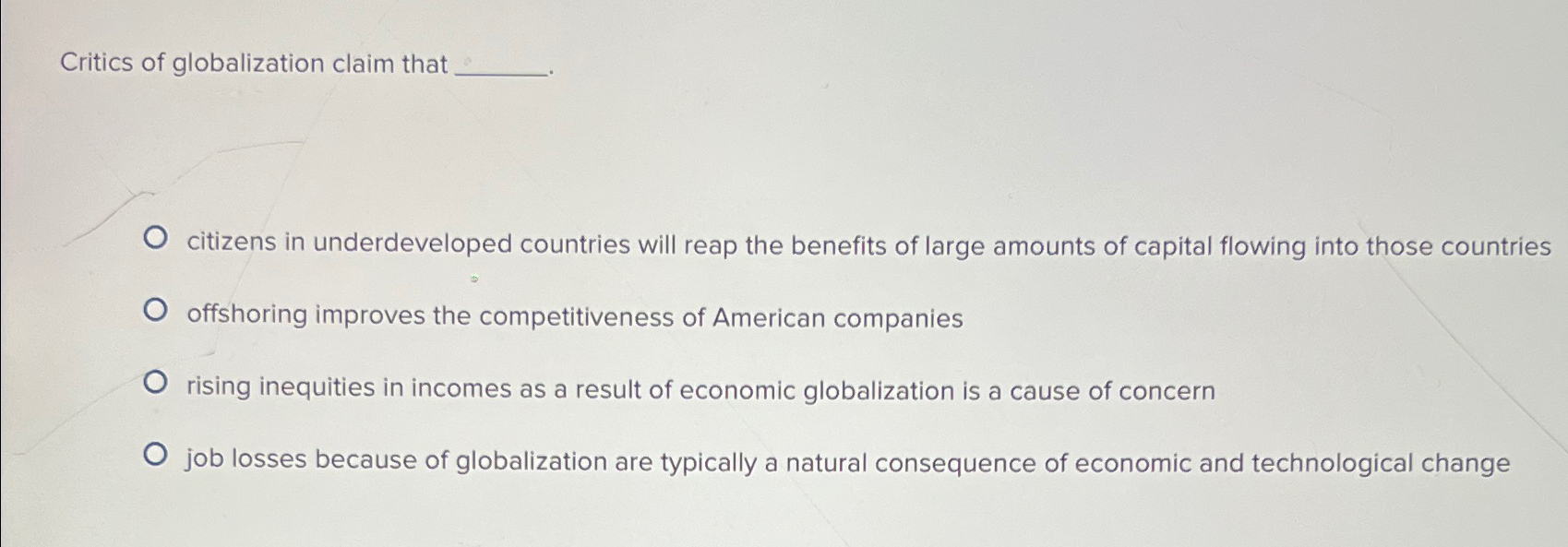 Solved Critics of globalization claim thatcitizens in | Chegg.com