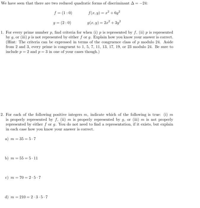Solved We have seen that there are two reduced quadratic | Chegg.com