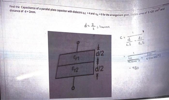 Solved Find the Capacitance of a parallel plate capacitor | Chegg.com