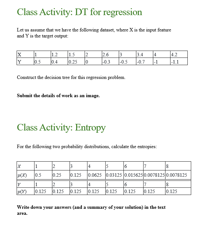 Solved Class Activity: DT for regressionLet us assume that | Chegg.com