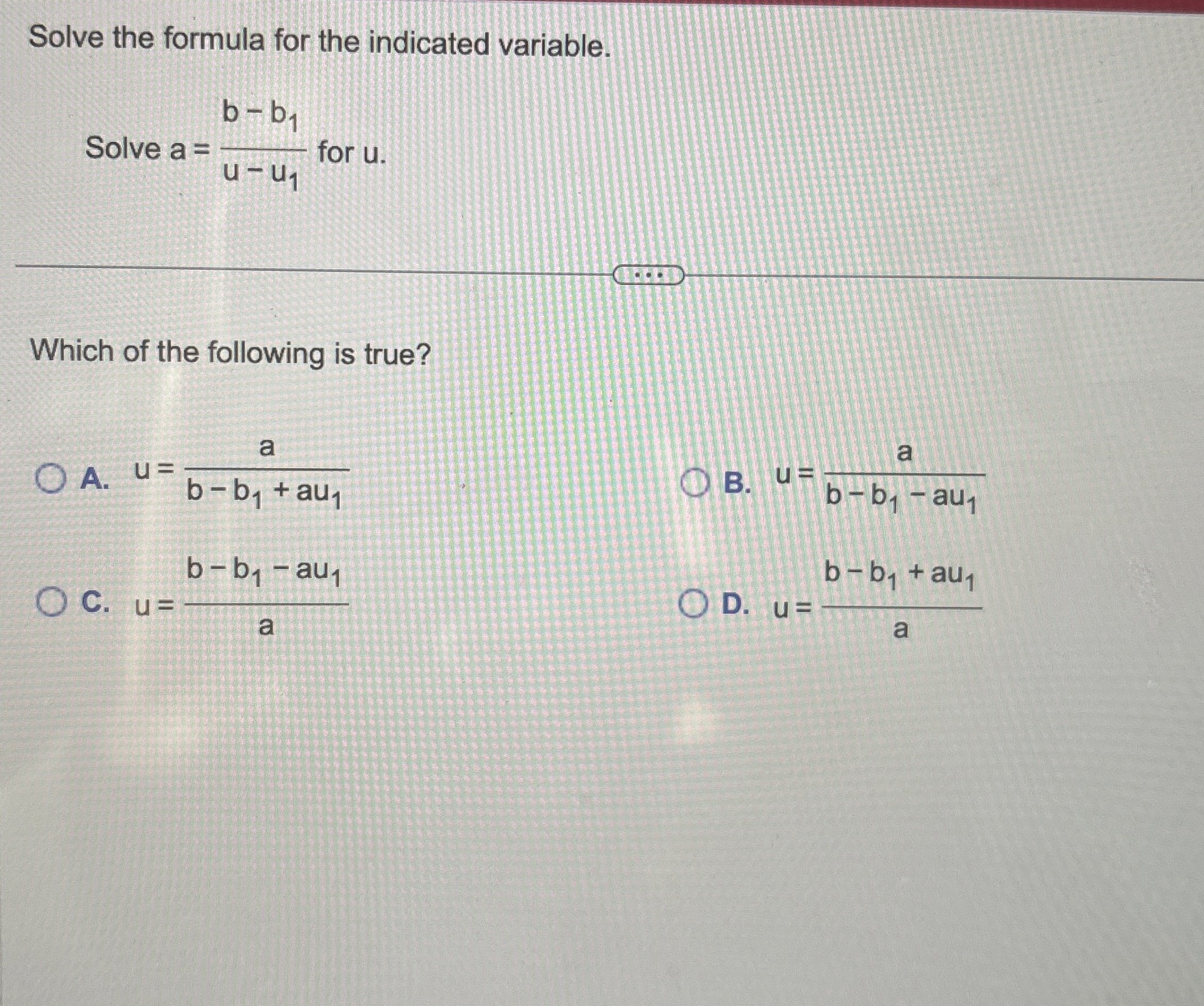 Solved Solve the formula for the indicated variable.Solve | Chegg.com