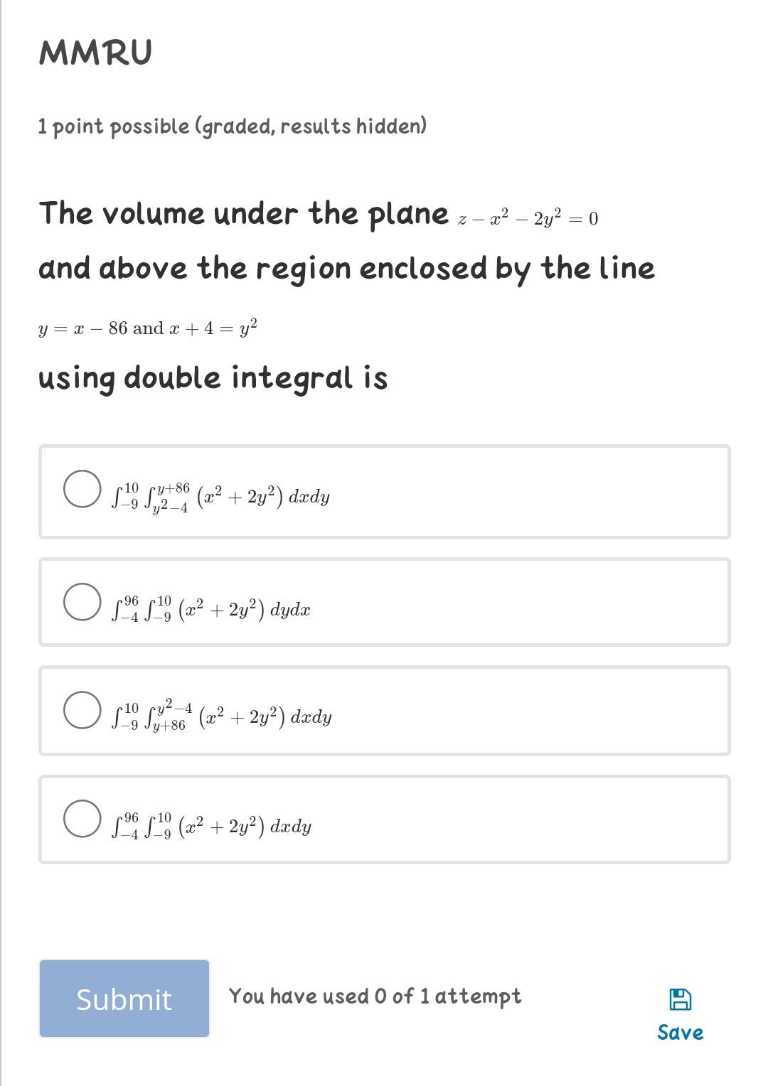 Solved MMRU 1 point possible (graded, results hidden) The | Chegg.com