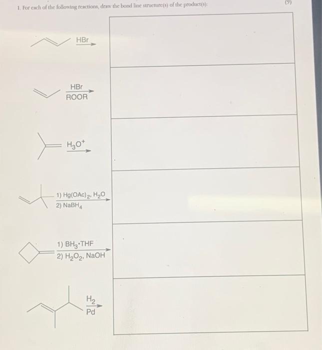 Solved 1. For each of the following reactions, draw the bond | Chegg.com