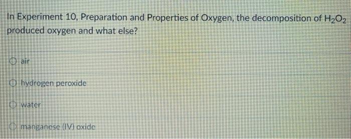 Solved In Experiment 10, Preparation and Properties of | Chegg.com