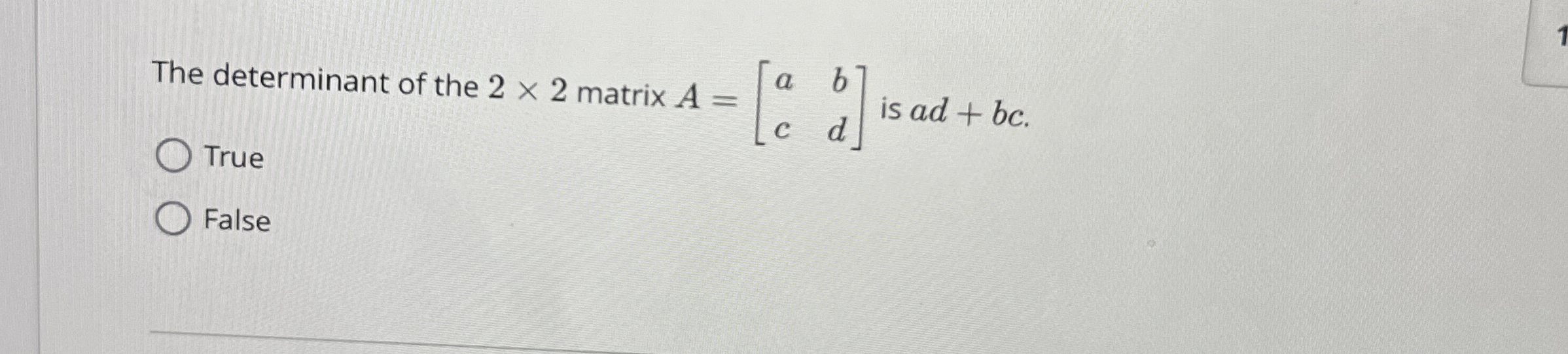 Solved The determinant of the 2×2 ﻿matrix A=[abcd] ﻿is | Chegg.com