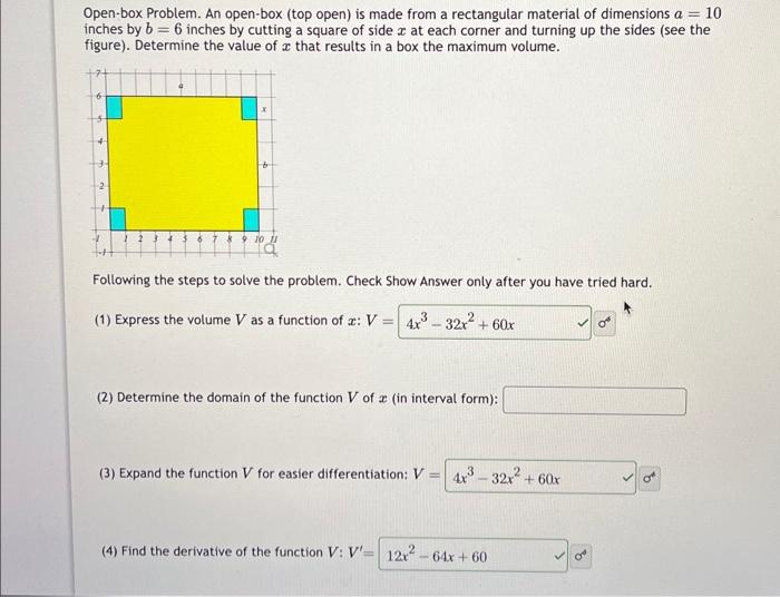 Solved Open-box Problem. An open-box (top open) is made from | Chegg.com