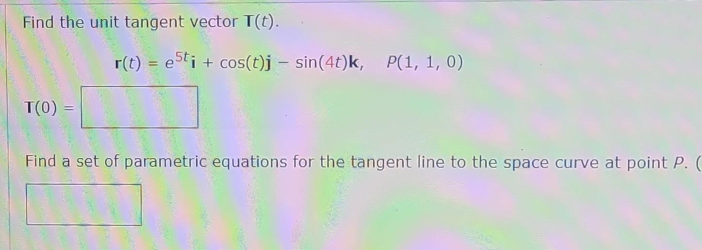 Find the unit tangent vector T(t). | Chegg.com