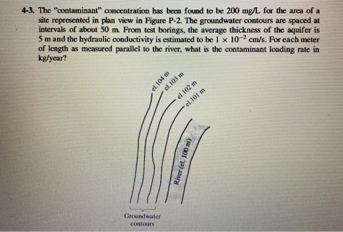 Solved 4-3. The "contaminant" concentration has been found | Chegg.com