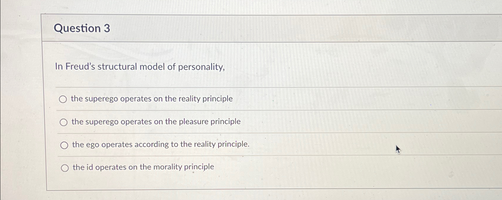 Solved Question 3In Freud's structural model of | Chegg.com
