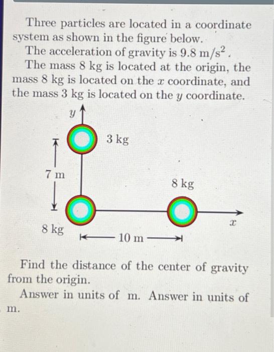 Solved Three particles are located in a coordinate system as | Chegg.com