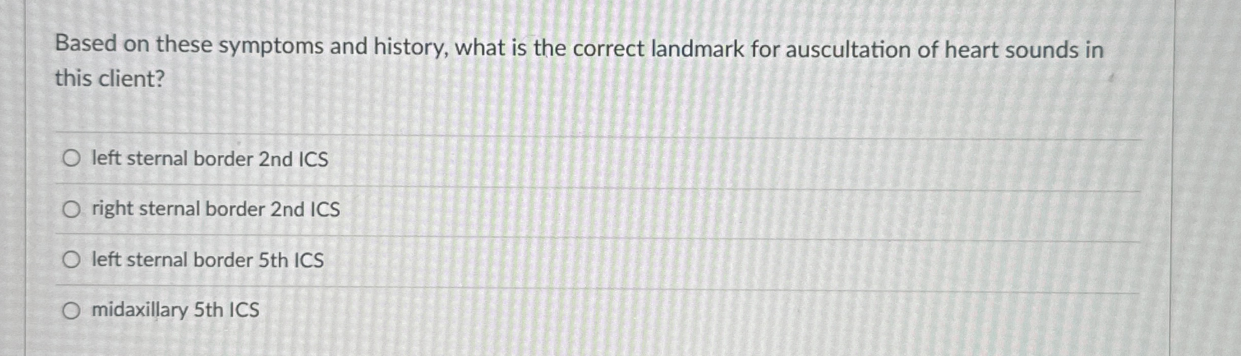 Solved Based on these symptoms and history, what is the | Chegg.com