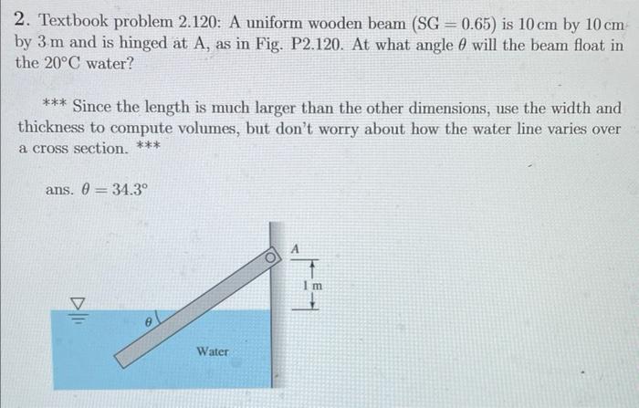 Solved 2. Textbook problem 2.120: A uniform wooden beam | Chegg.com