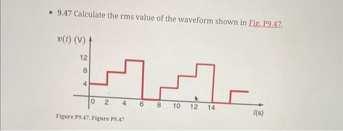 Solved 9.47 Calculate the rms value of the waveform shown in | Chegg.com