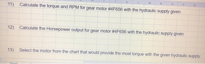 Solved 11) Calculate the torque and RPM for gear motor | Chegg.com