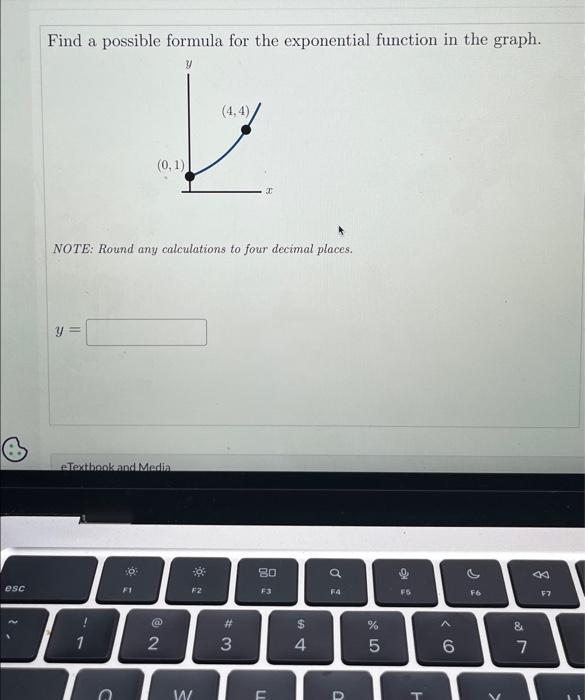 Solved & esc Find a possible formula for the exponential | Chegg.com