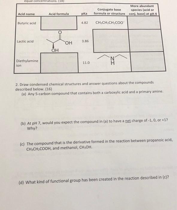 Solved equal concentrations. (18) More abundant Conjugate | Chegg.com
