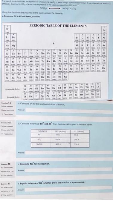 Using the other PERIODIC TABLE OF THE ELEMENTS CNO . | Chegg.com